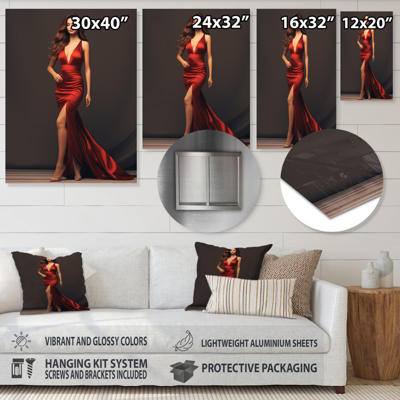 Mercer41 Fashion Vision Of Red Woman Alure I - Woman Fashion Photography Metal Wall Art | Wayfair